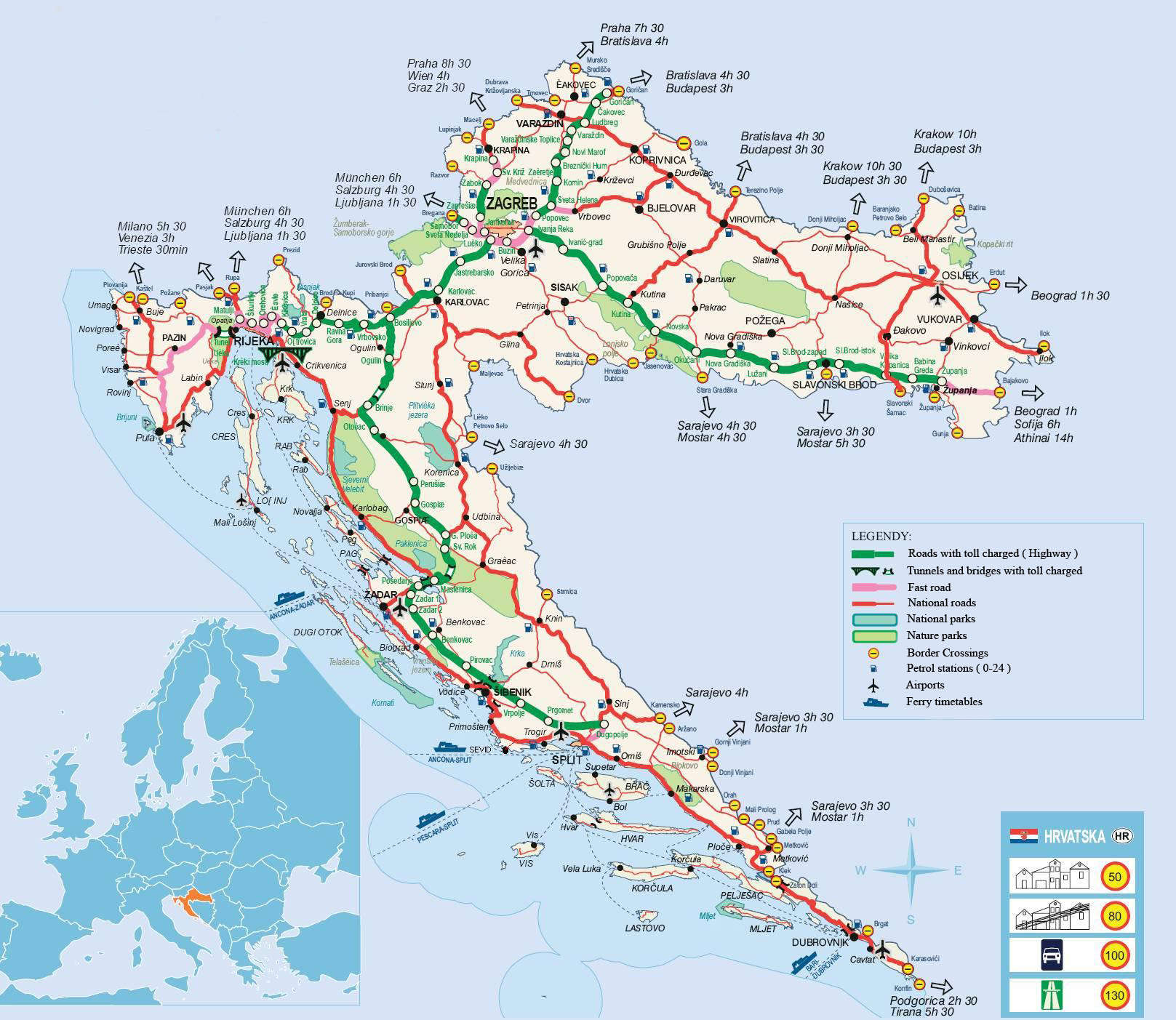 Mapa Chorvátska, automapa Chorvátska, mapa ostrova Pag | NOVALJA