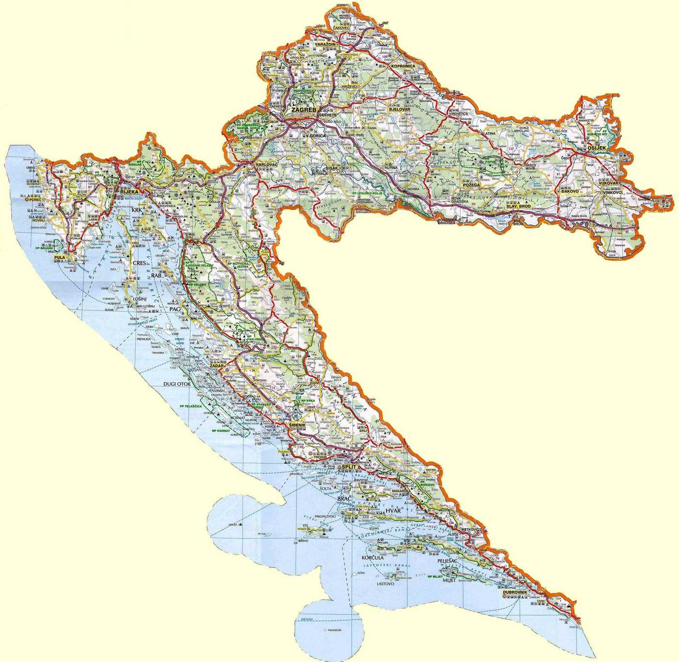 Mapa Chorvátska, automapa Chorvátska, mapa ostrova Pag | NOVALJA